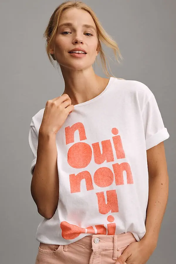 Mother The Rowdy Oui Non Tee In White 64% Off Editorialist