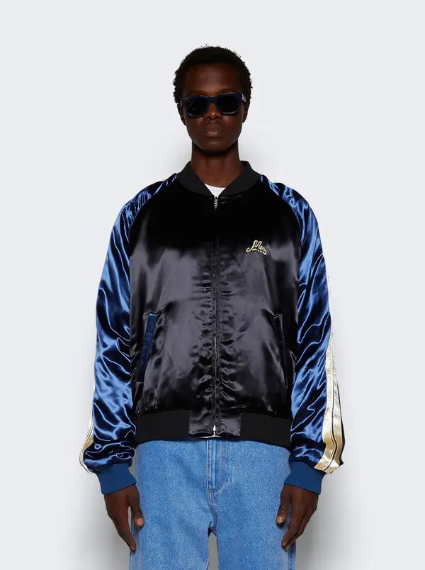 Marni Satin Bomber Jacket - Black And Orion Blue