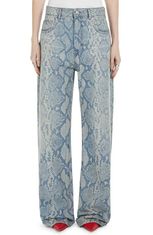 Sportmax Python Print Wide Leg Jeans - Midnight Blue