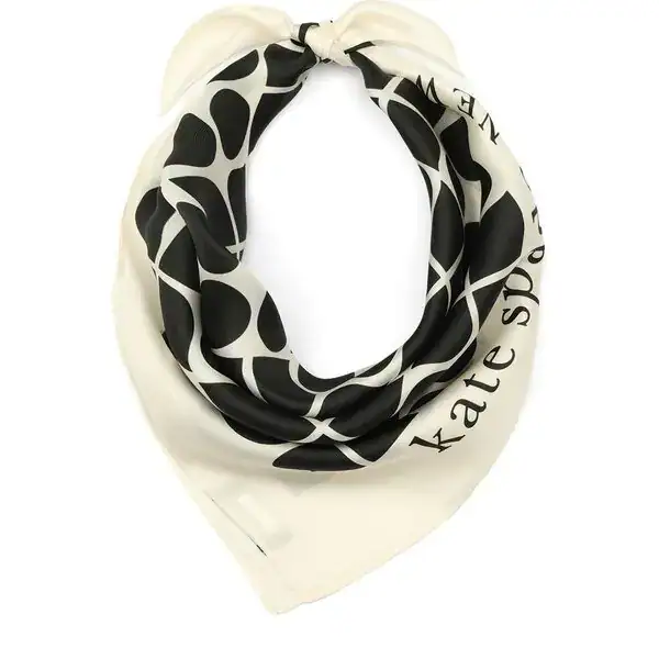 Kate Spade New York Noel Silk Bandana Scarf Cream/ Black