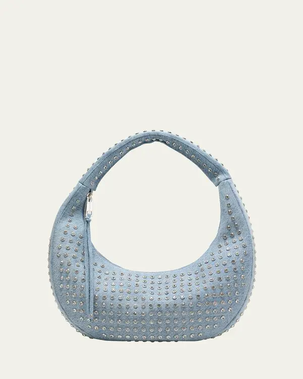 Retrofete Elodie Embellished Denim Shoulder Bag - Chambray Silver