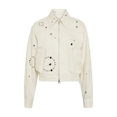 Buy Chloé Short Jacket With Gold And Silver Metal Details - Beige At 50 ...