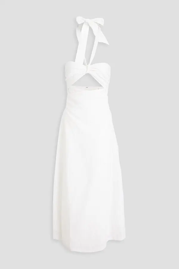 Mara Hoffman Paula Cutout Tencel™-blend Halterneck Midi Wrap Dress - Off-white