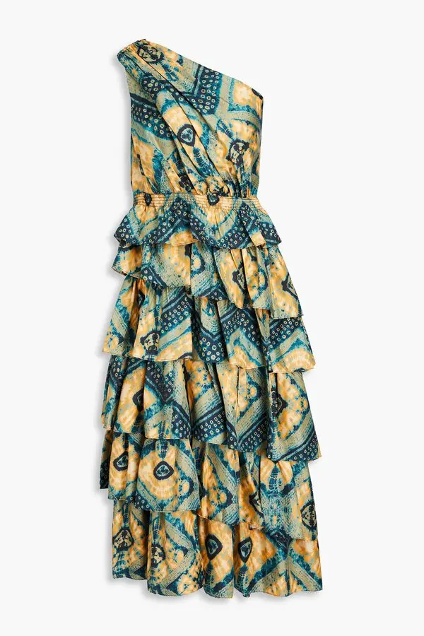 Ulla Johnson Auryn One-shoulder Printed Silk-twill Midi Dress