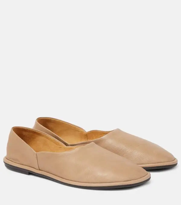 THE ROW Canal Leather Flats - Beige