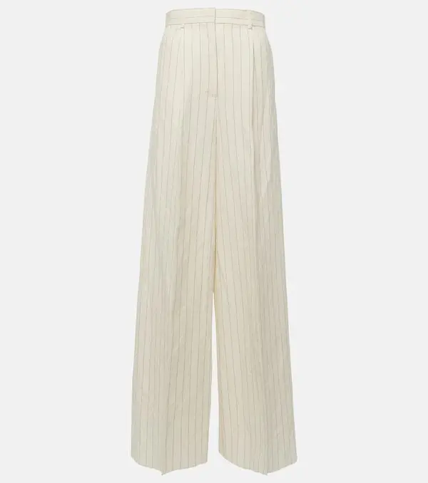 Max Mara Giuliva Pinstripe Wide-leg Pants - White