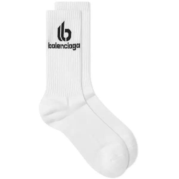 Balenciaga Double B Logo Socks - White/black | Editorialist