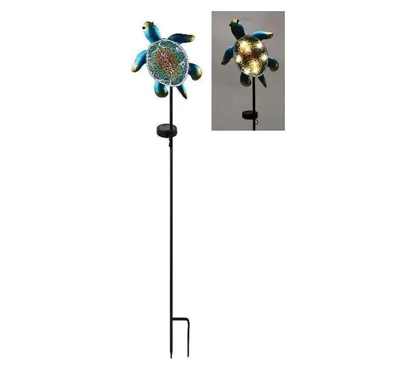 SANTA'S WORKSHOP 32.2 Solar Glass Sea Turtle Stake
