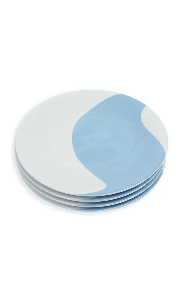 MISETTE Set-of-four Colorblock Porcelain Dinner Plates - Blue ...