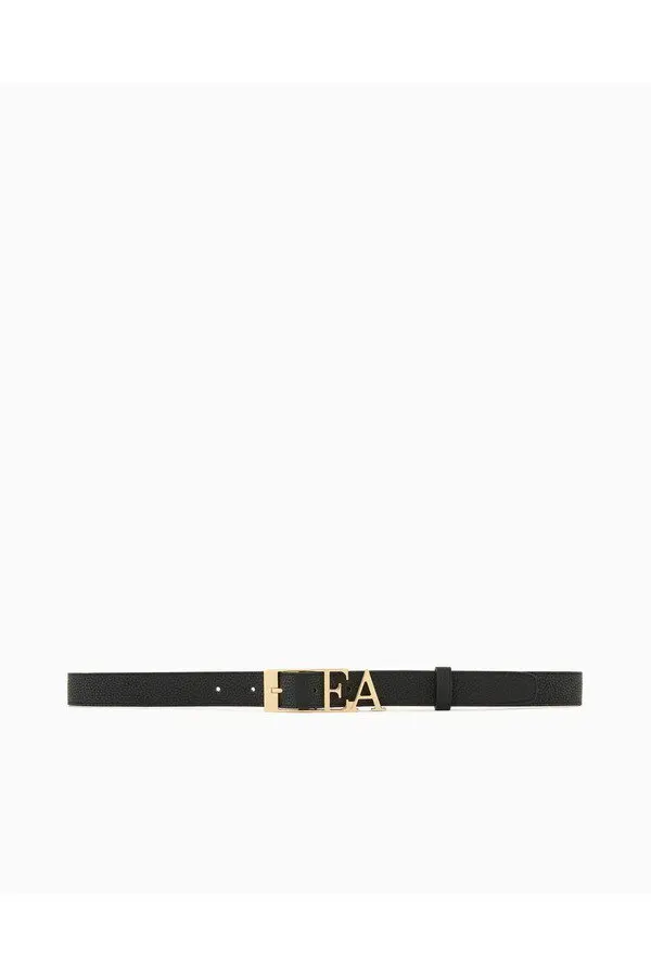 Emporio Armani Deer-print Belt With Shaped Ea Buckle