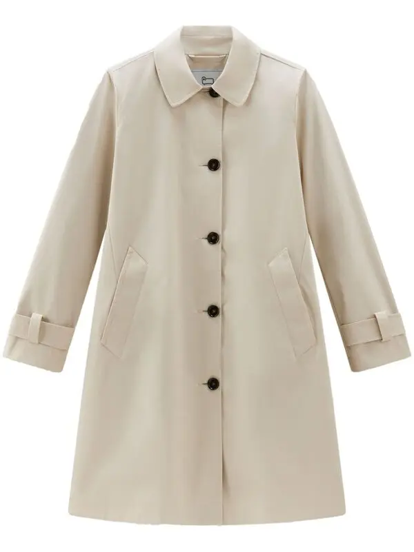 Woolrich Single-breasted Cotton Coat - Neutrals