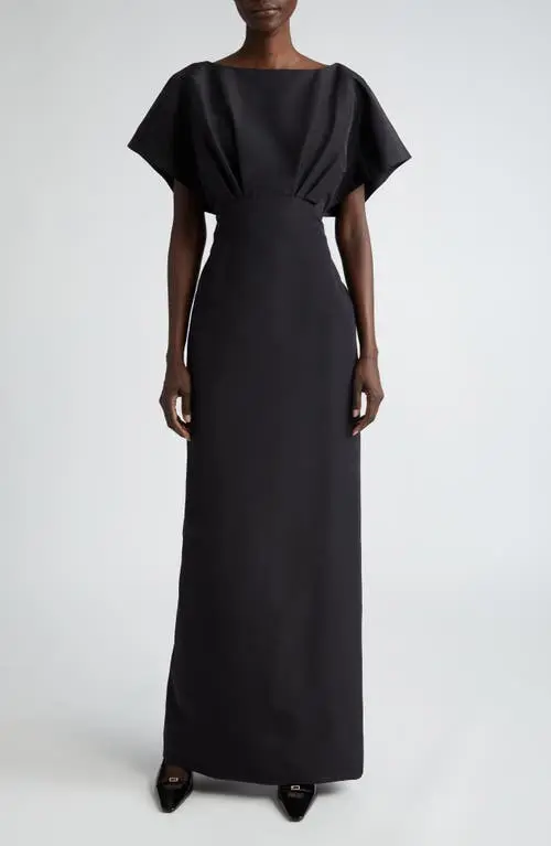 Carolina Herrera Fan Bodice Silk Faille Gown - Black