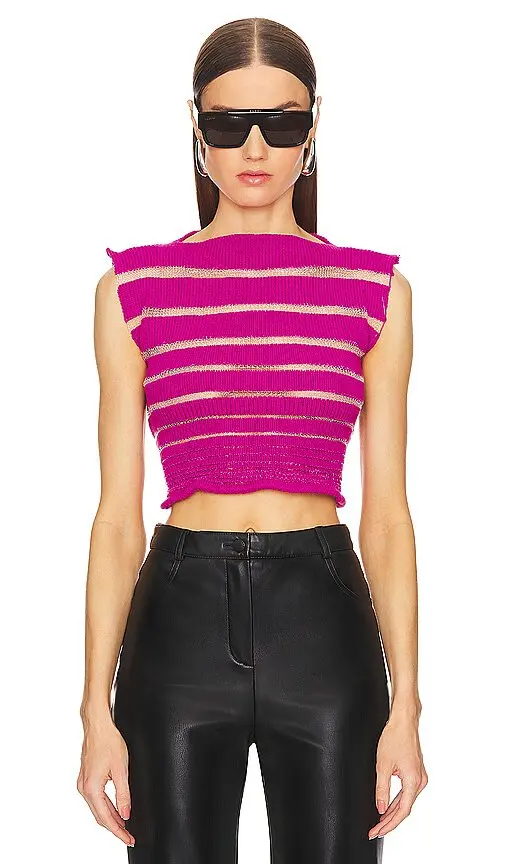 GEORGE TROCHOPOULOS Nude Stripe Knit Top