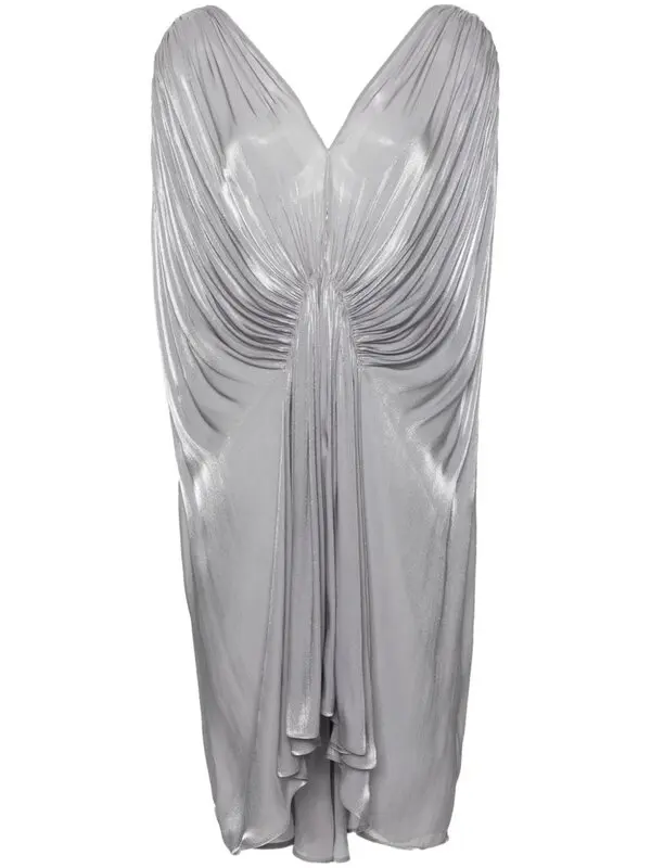 GENNY Pleated Satin Midi Dress