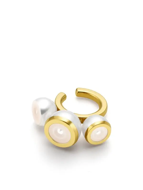 TASAKI 18kt Yellow M/g Sliced Bezel Pearl Ear Cuff