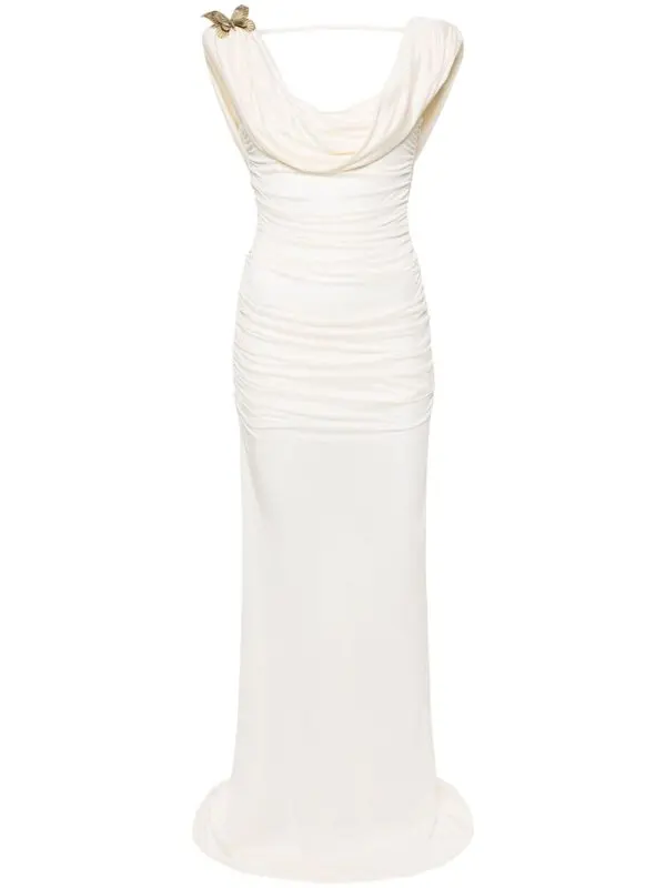 Blumarine Butterfly Brooch Maxi Dress