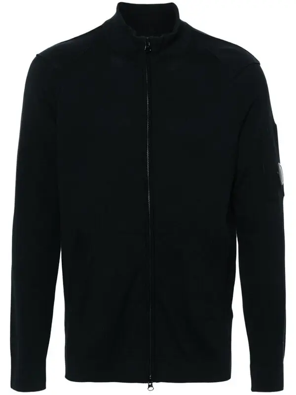 C.P. COMPANY Lens-detail Knitted Cardigan - Blue