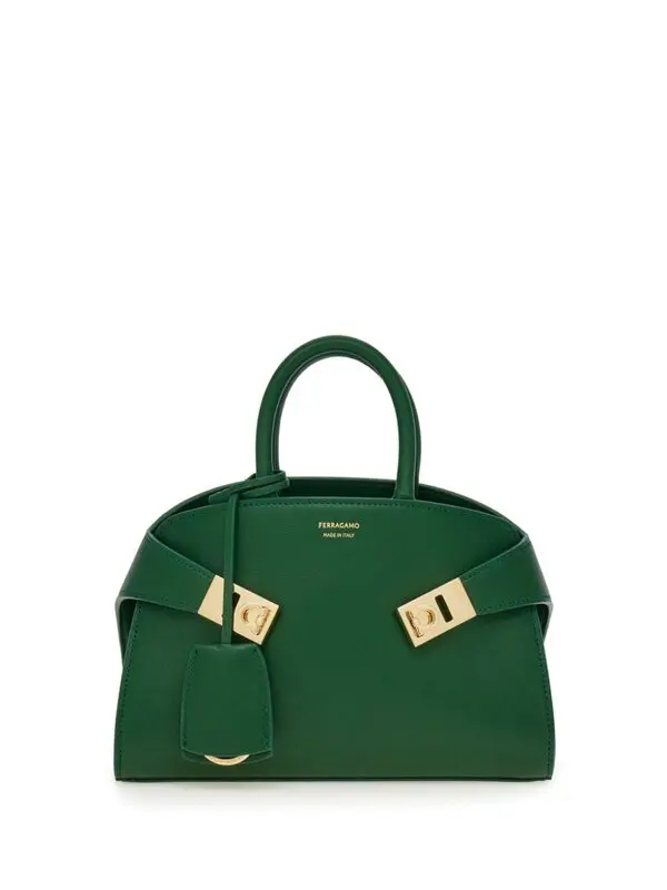 FERRAGAMO Mini Hug Leather Tote - Green