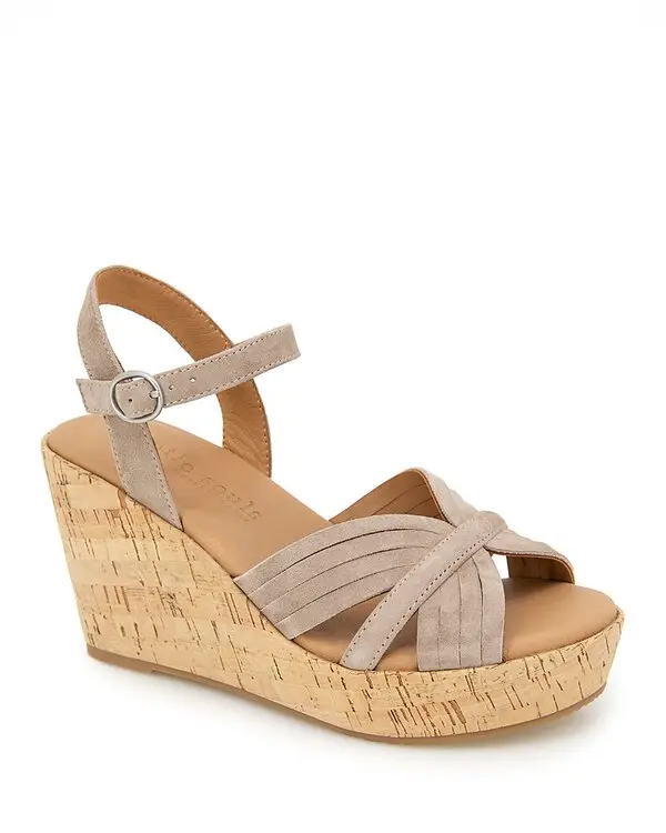 KENNETH COLE Nomi Wedge Heel Platform Sandals - Mushroom