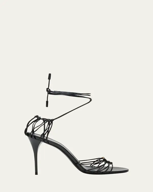 Saint Laurent Jota Strappy Ankle-wrap Sandals - Nero
