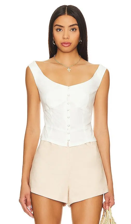 Free People Sally Solid Corset Top - Bright White