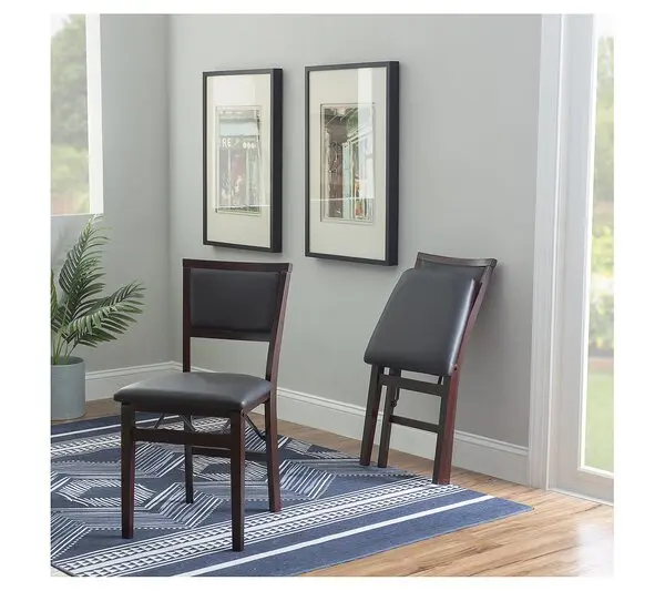 LINON Set Of 2 Kasey Pad Back Foldin G Chairs
