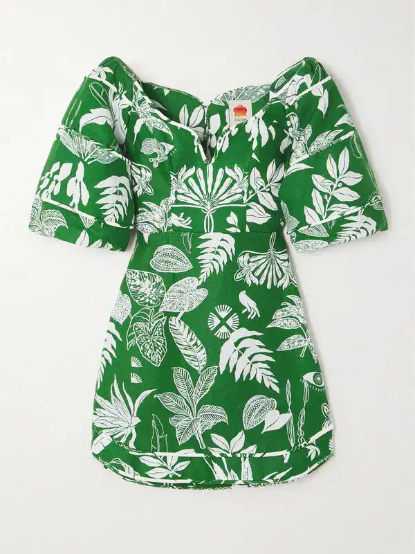 Farm Rio Forest Soul Printed Mini Dress In Green - 50% Off | Editorialist
