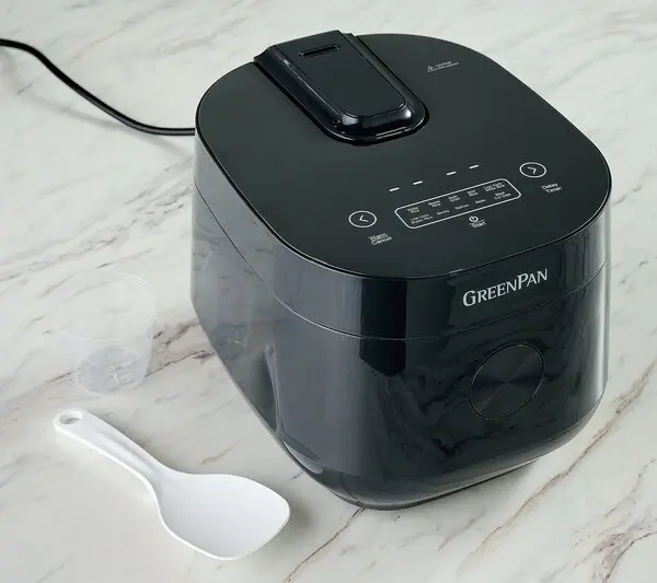 GREENPAN 2qt Ceramic Fuzzy Logic Carb Reducing Rice Cooker
