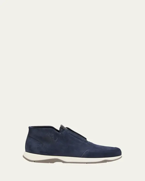 Berluti Echappee Suede Loafer Boots - Blu