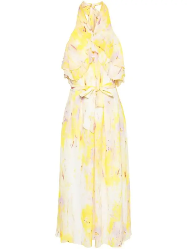 MSGM Floral-print Maxi Dress - Yellow