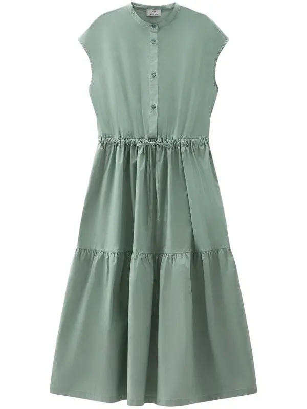 Woolrich Tiered Poplin Midi Dress - Green