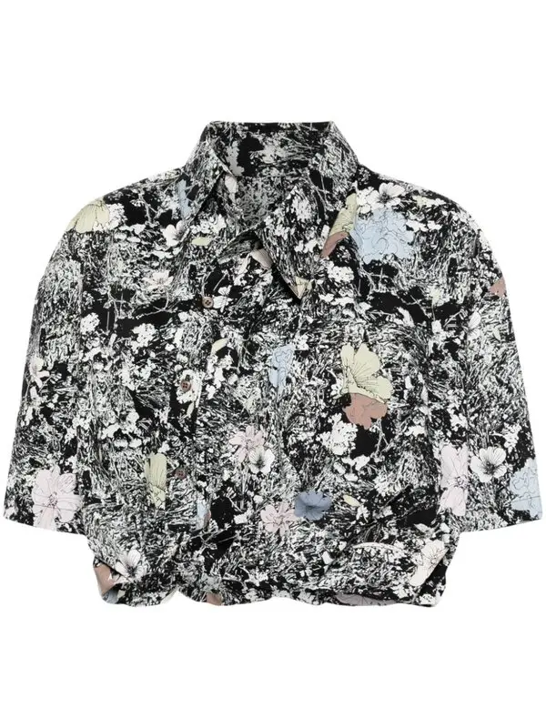 JNBY Asymmetric Floral Print Shirt - Black