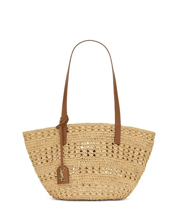 Saint Laurent Panier Small Tote Bag - Natural Raffia/gold