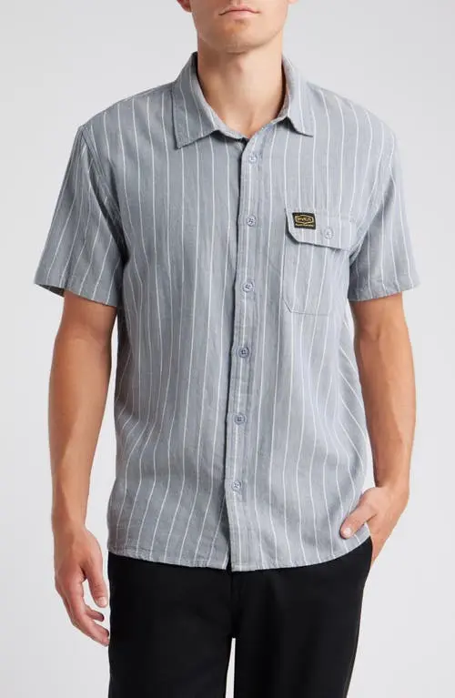 Rvca Dayshift Stripe Ii Short Sleeve Button-up Shirt - Chambray