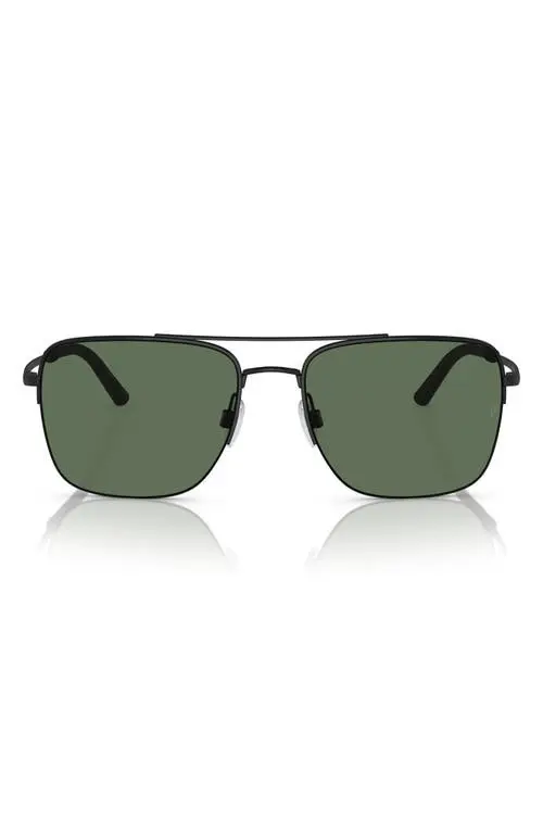 Oliver Spencer Roger Federer Polarized Pilot Sunglasses - Matte Black Polarized