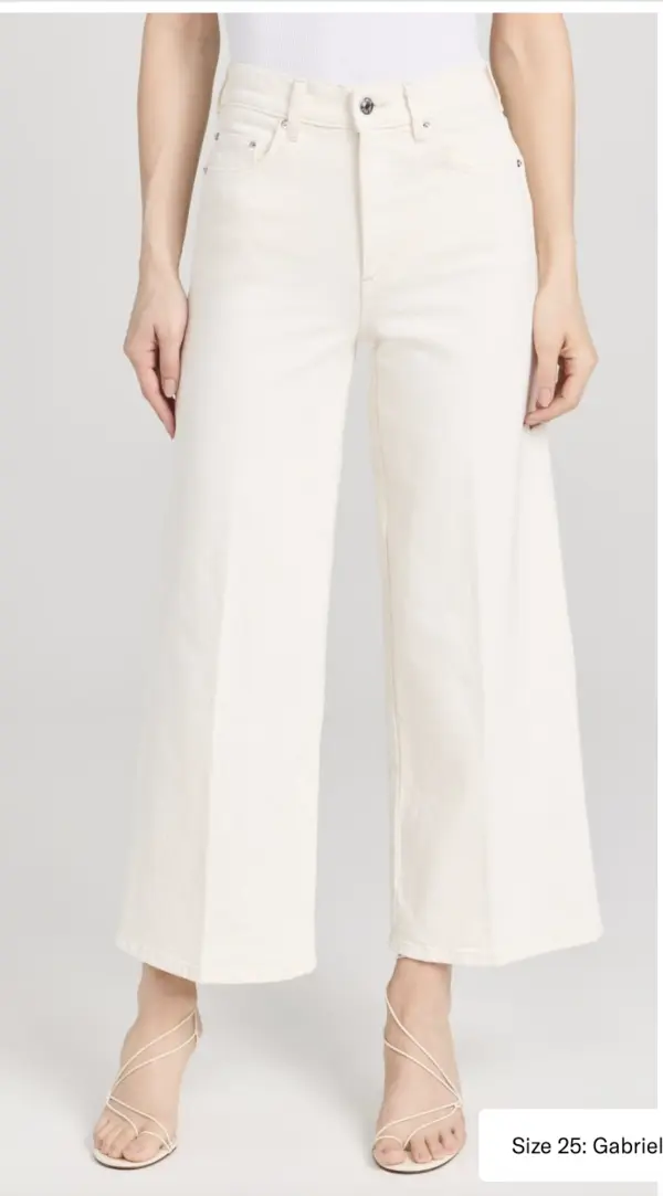 LE JEAN White Cotton Wide Leg Ankle Jeans - Bone