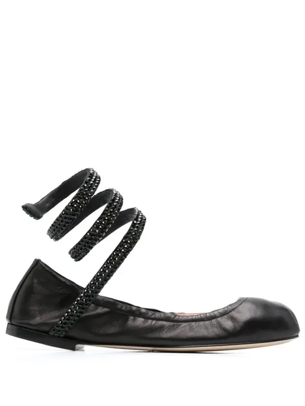 Rene Caovilla Cleo Crystal-embellished Ballerina Shoes - Black