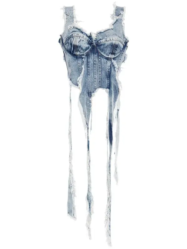 Natasha Zinko Distressed Denim Double Corset - Blue