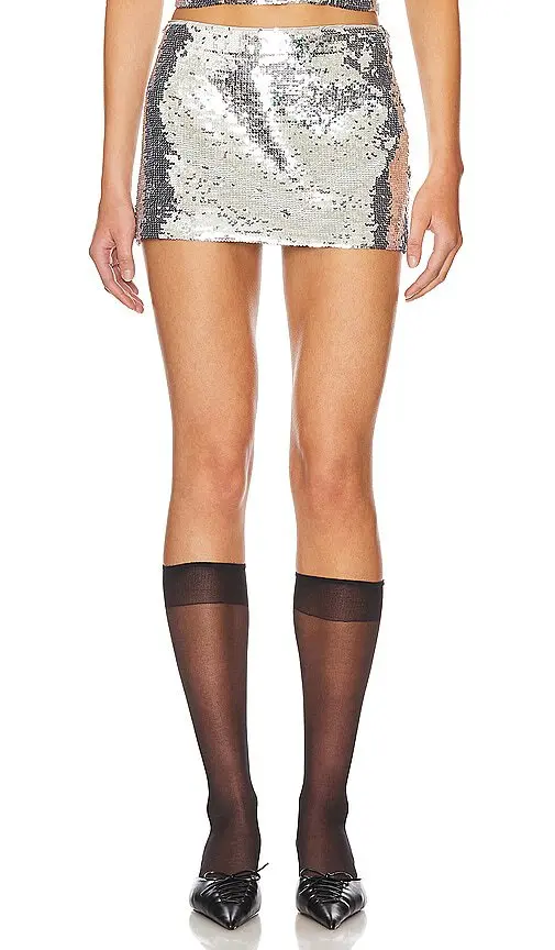 GUIZIO Low Rise Sequin Embellished Skirt