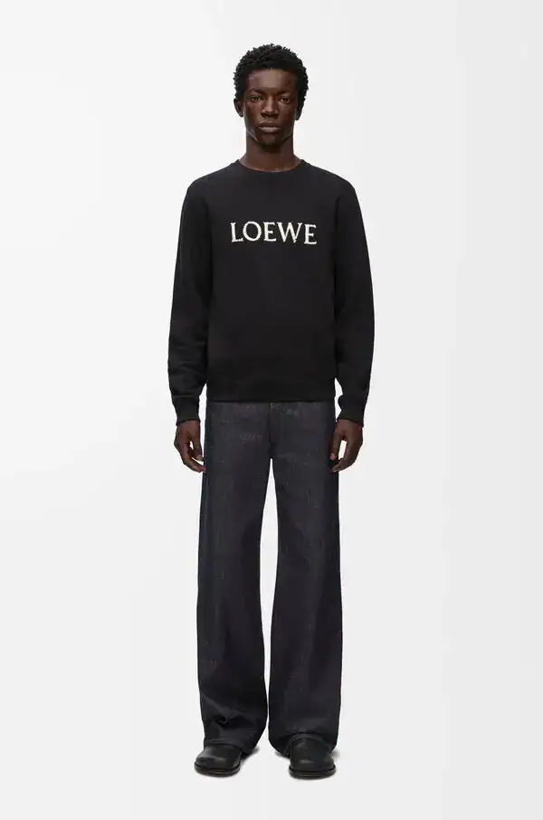 Loewe Regular Fit Cotton Sweatshirt - Black | Editorialist