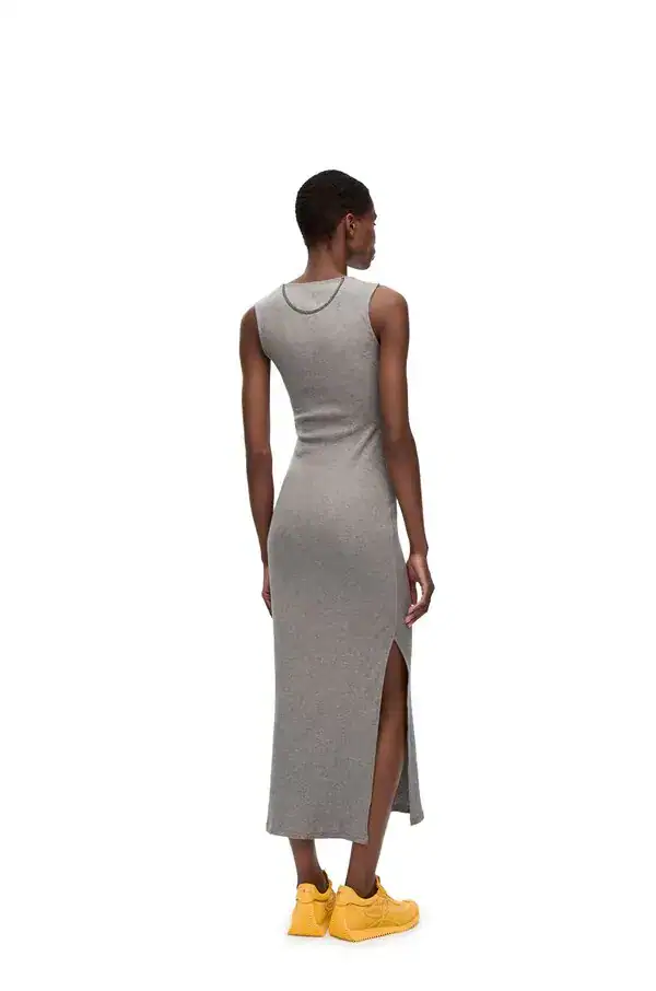 Loewe Luxury Anagram Tank Dress In Cotton - Grey Melange | Editorialist