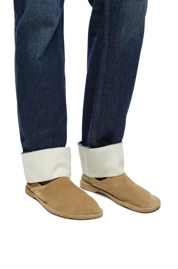 2024ss loewe folio slipper ロエベ モカシン Loewe Luxury Folio Slipper In Suede Calfskin - Sughero | Editorialist