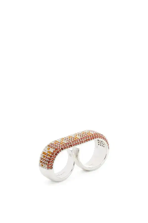 Loewe Luxury Double Pavé Ring In Sterling Silver And Crystals - Silver ...