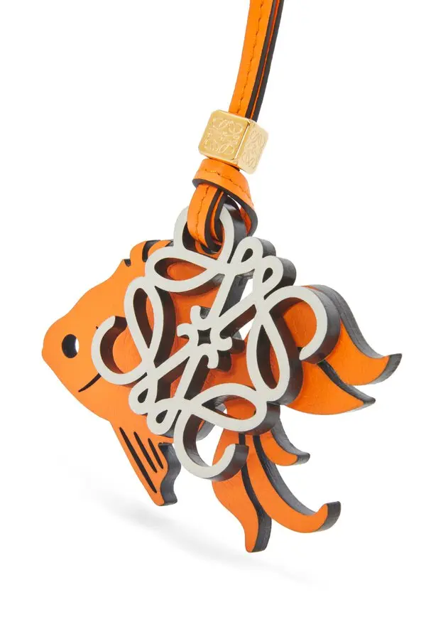 Loewe Luxury Fish Charm In Classic Calfskin - Orange/soft White ...