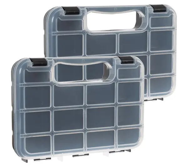 STALWART 2-pack Plastic Storage Box With 14 Sma Ll Compartment