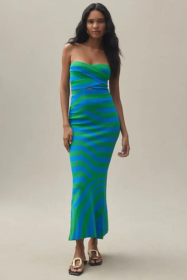 The Wolf Gang Sleeveless Stretch Knit Midi Dress - Blue | Editorialist