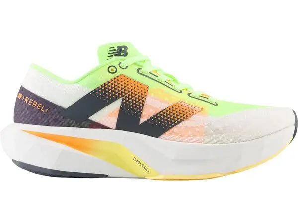 NEW BALANCE Fuelcell Rebel V4 Sneakers - White/bleached Lime Glo/hot Mango