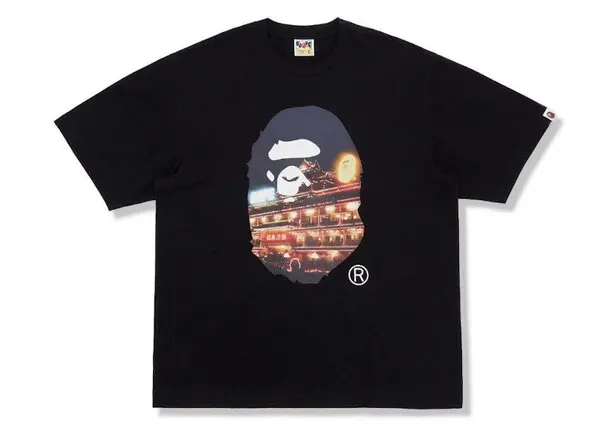 BAPE Store Hong Kong 16th Anniversary Photo Ape Head Tee Shirt - Black