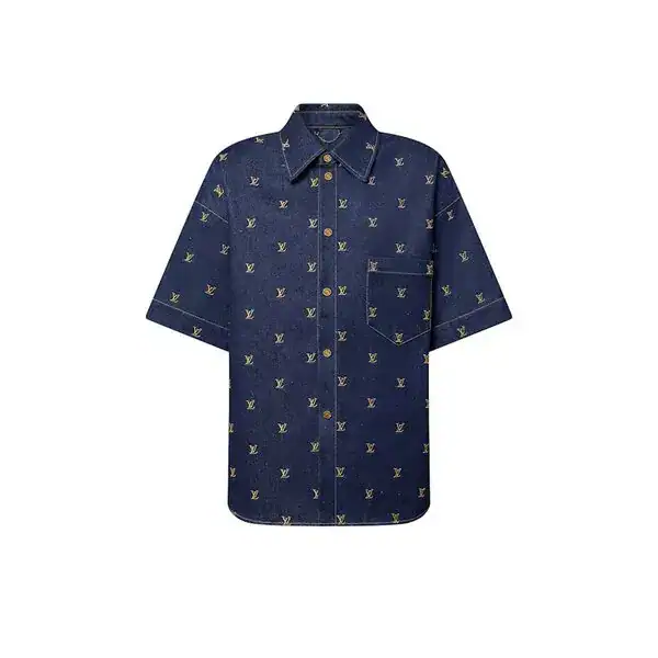 LOUISVUITTON デニムシャツ Louis Vuitton Rainbow Monogram Short-Sleeved Denim Shirt