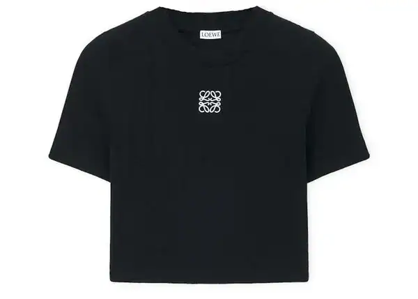 Loewe Anagram Cropped Embroidered T-Shirt - Black | Editorialist